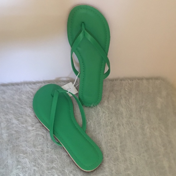 J. Crew | Shoes | New J Crew Bold Green Colored Flip Flop Slip On ...